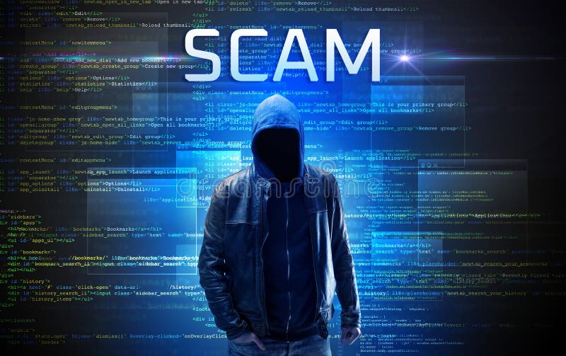 Faceless Hacker on Code Background Stock Image - Image of mysterious ...