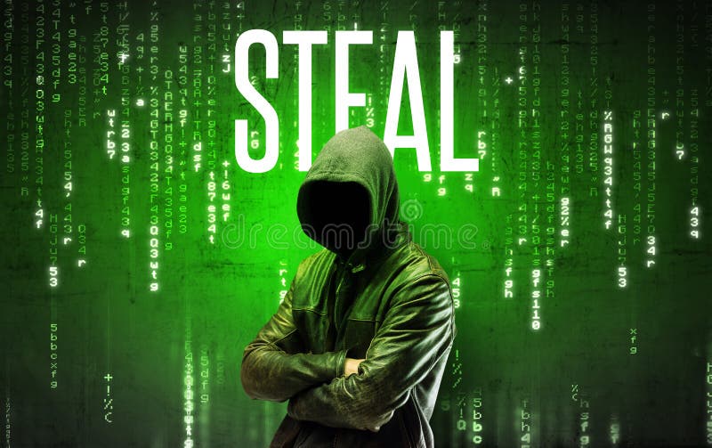 Faceless Hacker with Inscription Concept Stock Image - Image of ...