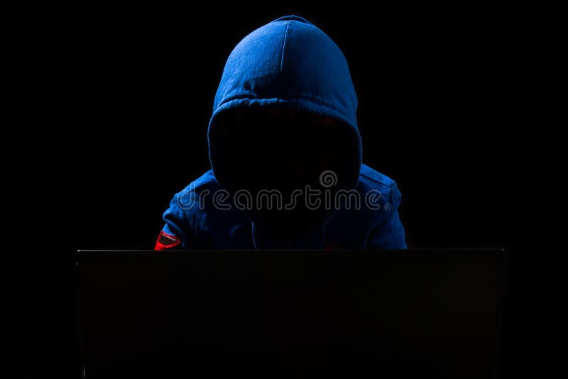Faceless Hacker Using Computer Stock Image - Image of digital, human ...