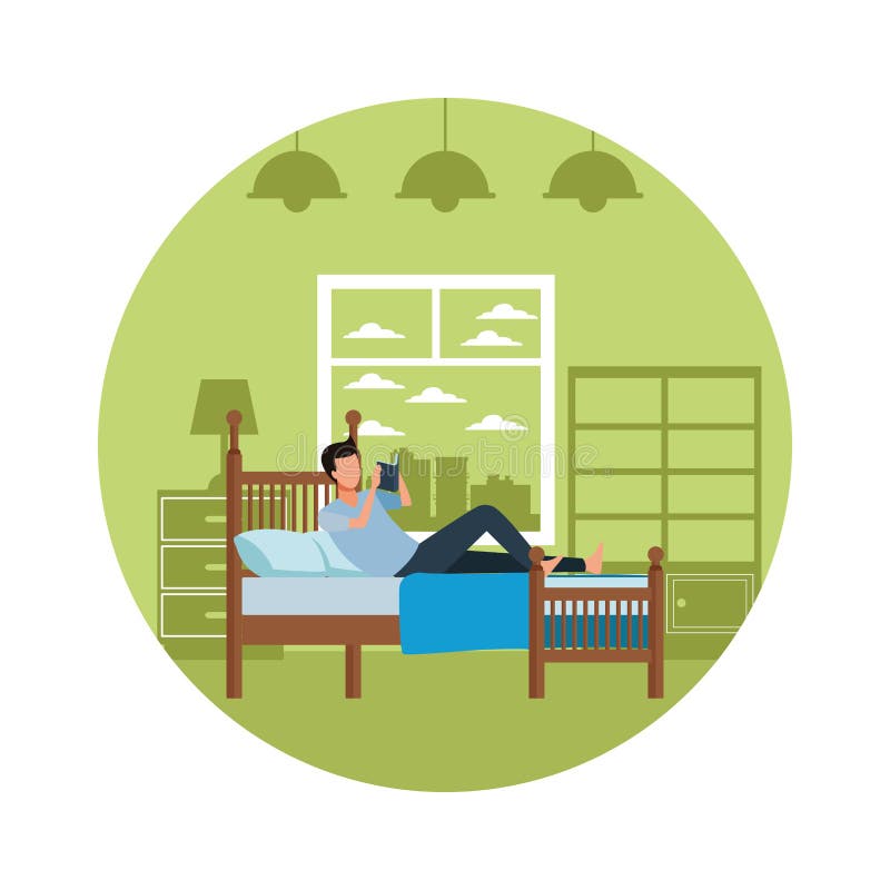Faceless man bed book stock vector. Illustration of furniture - 142004368