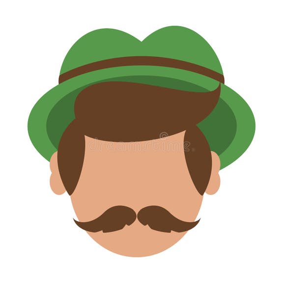 Faceless Man Head with Mustache and Irish Hat Stock Vector ...