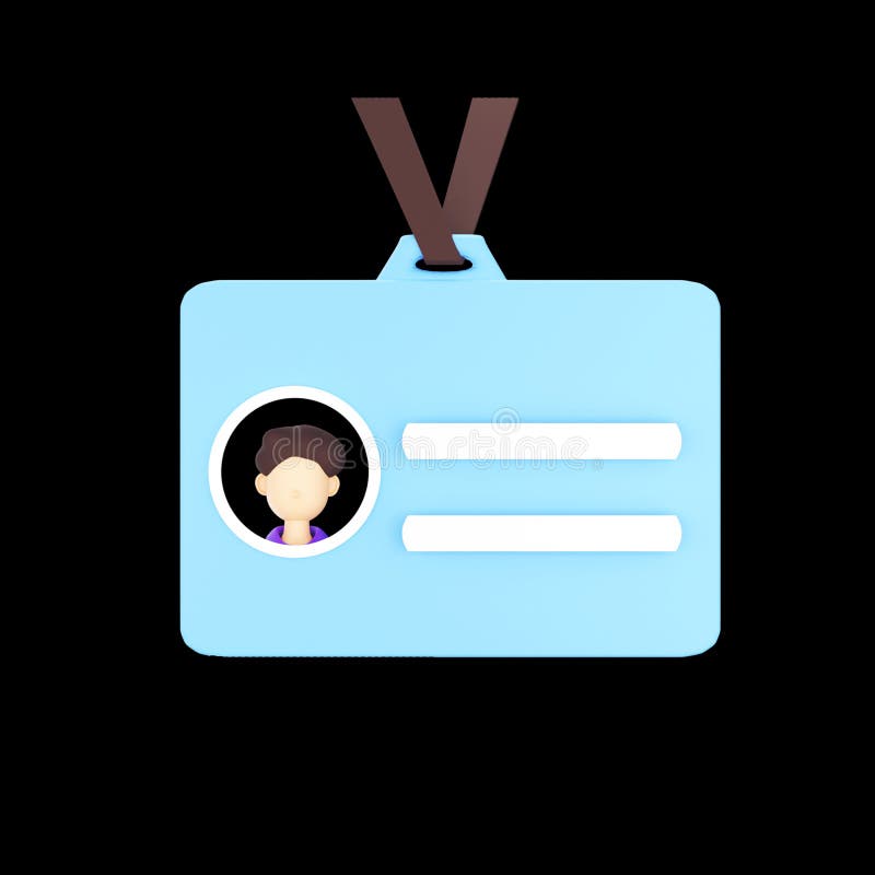 Faceless Man ID Card with Ribbon 3D Blue Element Over Black Stock ...