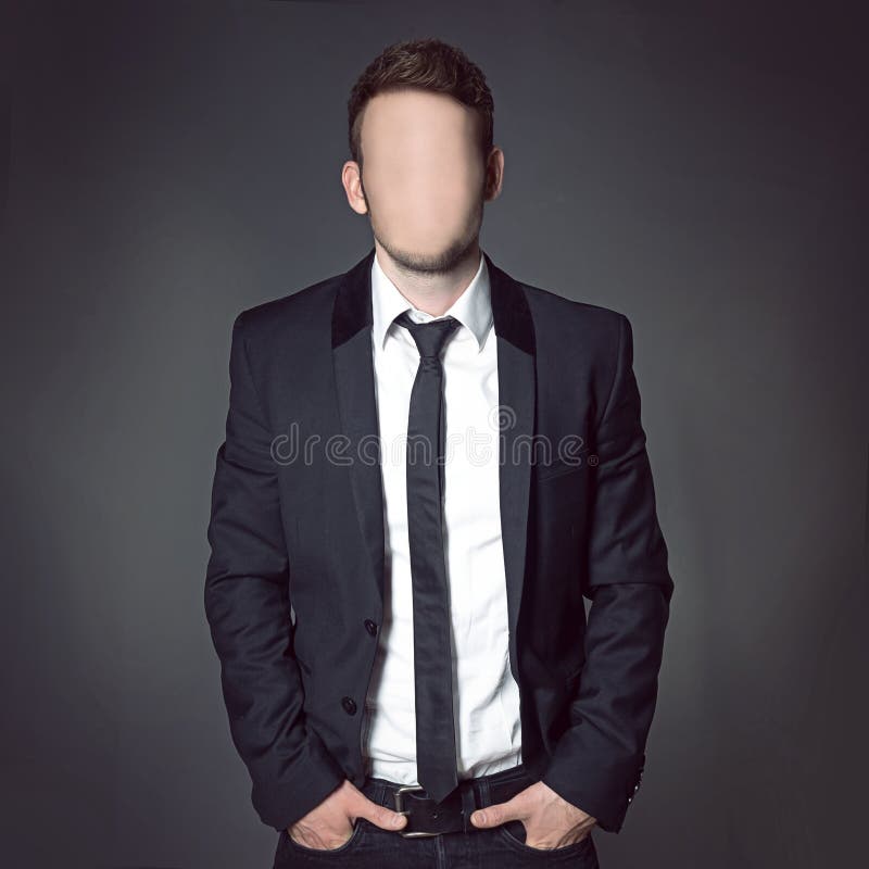 Faceless man in suit stock image. Image of boss, blue - 19857331