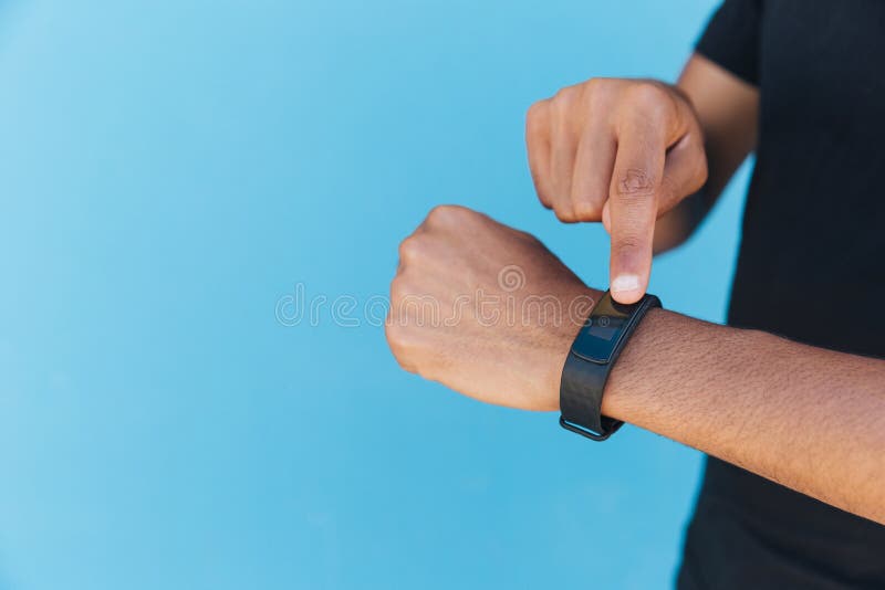 Faceless Man Using Digital Watch Stock Image - Image of business, smart ...