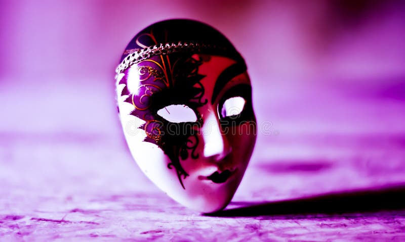 A Faceless Mask on a Violet Background Stock Image - Image of costume ...