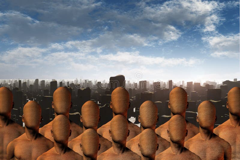 Faceless Masses before Ruins Stock Illustration - Illustration of ...