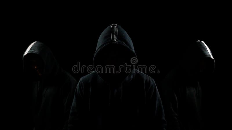 Faceless Mysterious Hooded Individuals Standing Stock Video - Video of ...