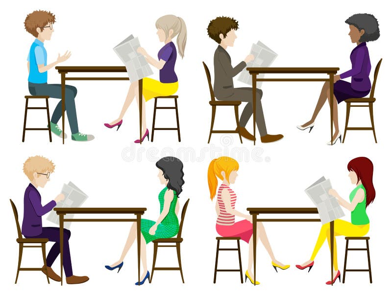 Faceless People Discussing At The Table Stock Vector - Illustration of ...
