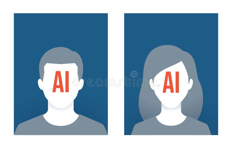 A Faceless Person with Ai Text in the Face. Isolated Vector ...