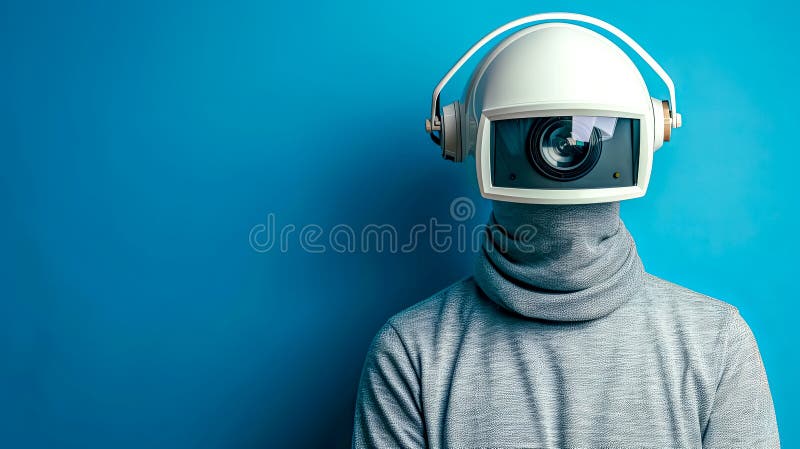 Faceless Person with CCTV Camera Head for Surveillance Technology ...