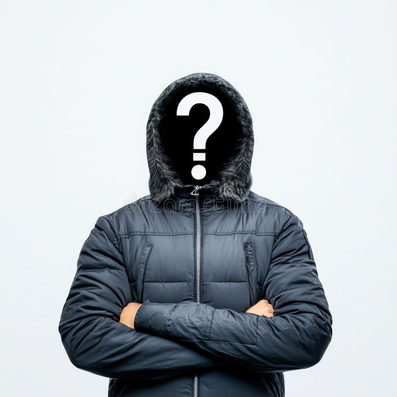 Faceless Person in Jacket with Question Mark instead of Head Stock ...