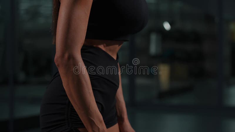 Faceless Woman Doing Vacuum Exercise in the Gym. Stock Footage - Video ...