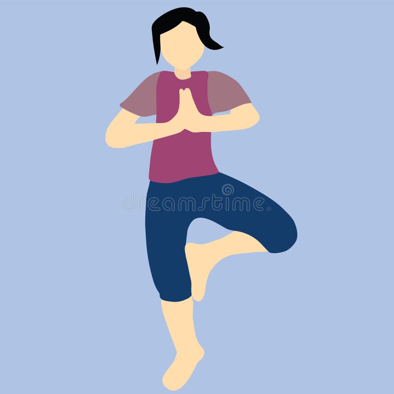 Faceless Woman Doing Yoga Pose Flat Simple Illustration Stock ...