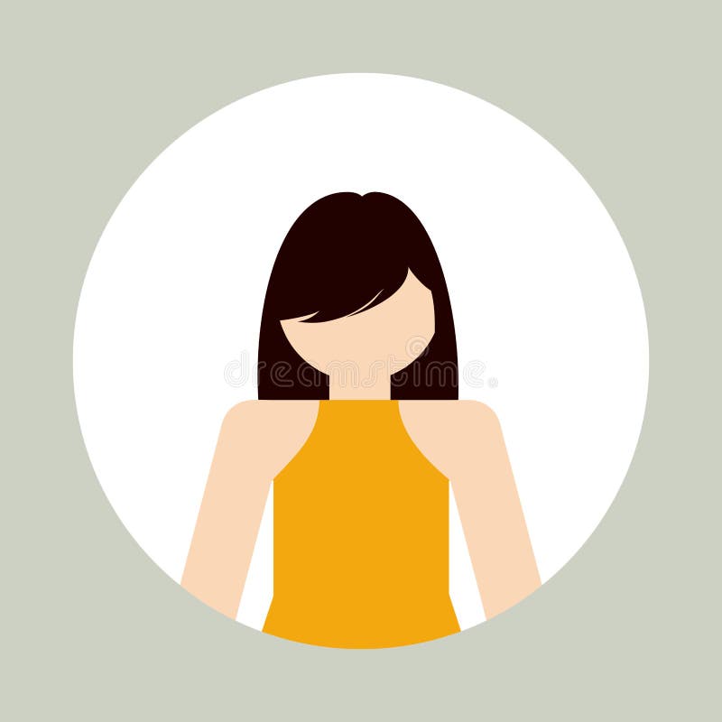 Faceless Woman Emblem within Round Colored Frame Icon Image Stock ...