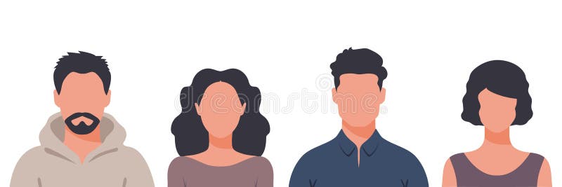 Faceless Women and Men Set. Abstract Avatars Stock Vector ...