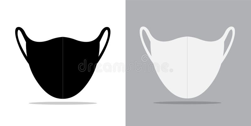 Facemask Vector Mockup Icon. Black Face Mask Ppe Anti Dust Mask Shape ...
