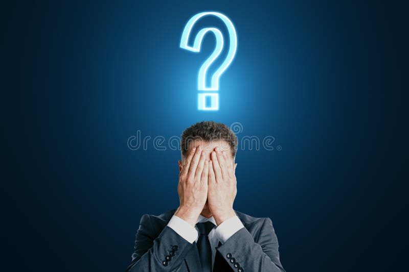 Facepalm Man with Question Sign Over His Head, Doubt and Decision ...