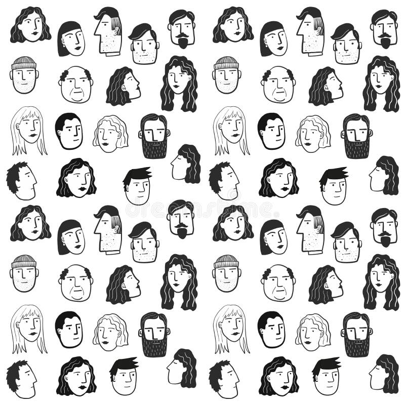 People and Faces in a Crowd Stock Vector - Illustration of drawn ...