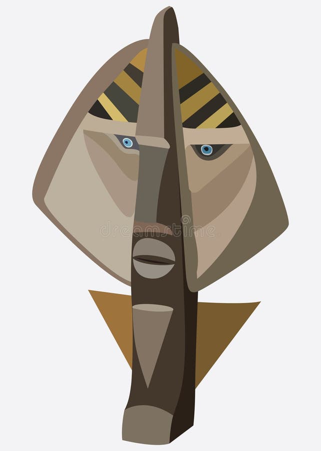 Abstract Egyptian Pharaoh Mask Illustration Totem Pole Flat Low Poly ...
