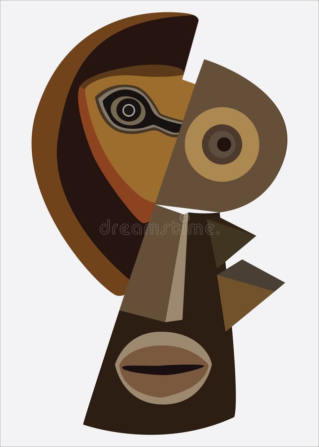 Abstract Egyptian Pharaoh Mask Illustration Totem Pole Flat Low Poly ...
