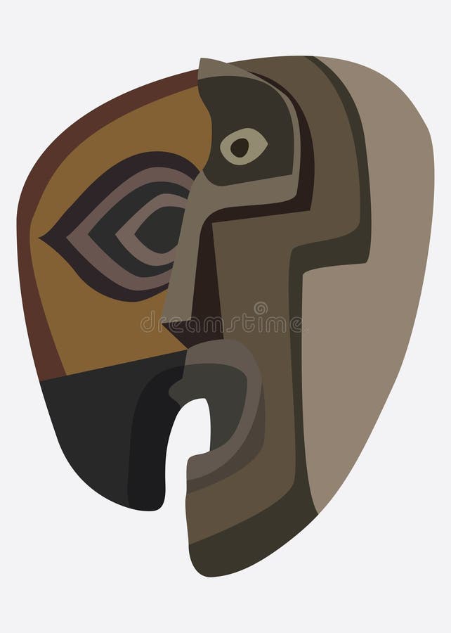 Abstract Egyptian Pharaoh Mask Illustration Totem Pole Flat Low Poly ...