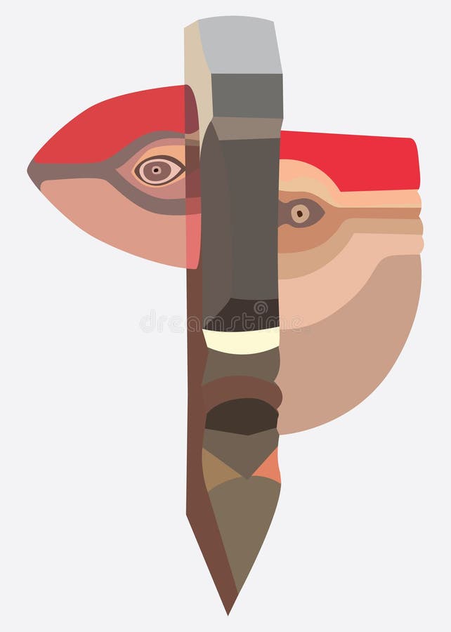 Abstract Egyptian Pharaoh Mask Illustration Totem Pole Flat Low Poly ...