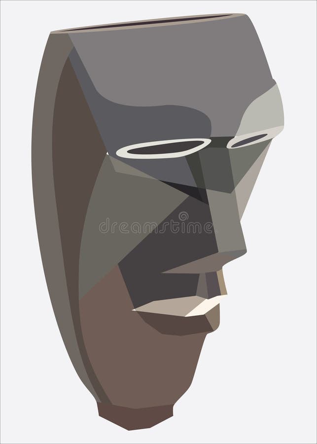 Abstract Egyptian Pharaoh Mask Illustration Totem Pole Flat Low Poly ...