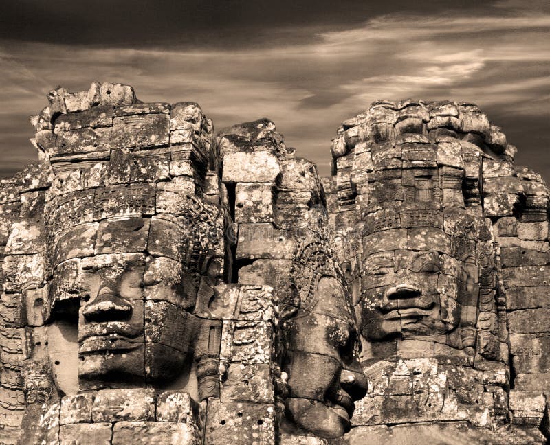 Faces of Angkor-2 stock photo. Image of door, stage, complex - 3672202