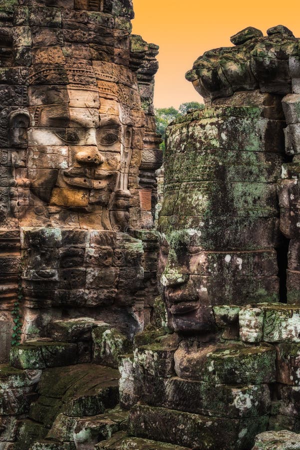 The Faces of Bayon stock image. Image of angkor, ancient - 57987391