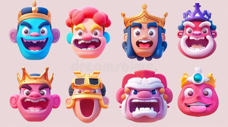 Faces of Cartoon Characters in 3D Modern Format Stock Photo - Image of ...