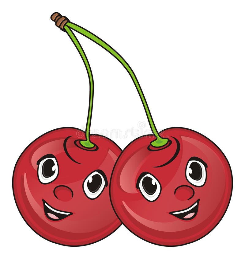 Happy faces of cherry stock illustration. Illustration of garden - 90774147