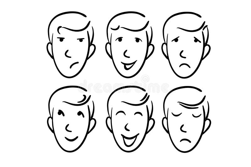Faces with Different Types of Moods. Stock Vector - Illustration of ...