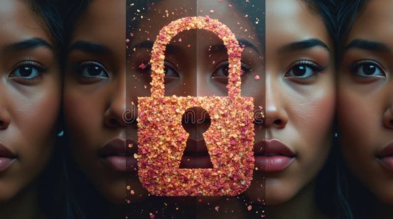 Faces of Diversity and Security Concept Highlighted by a Decorative ...