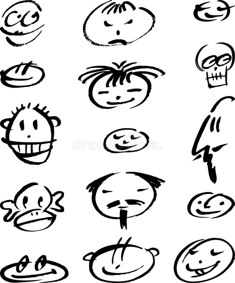 Faces doodle stock vector. Illustration of cartoon, doodle - 24898806