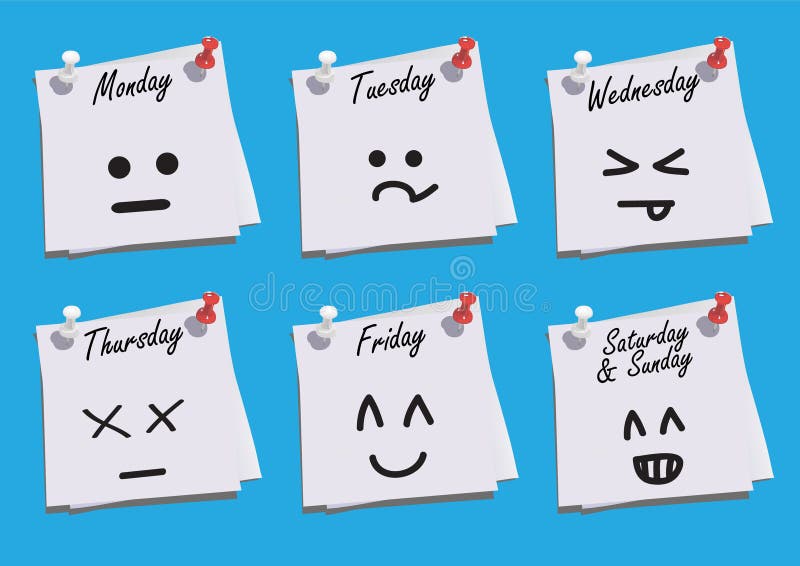 Daily Faces Expression on Paper Notes Stock Vector - Illustration of ...