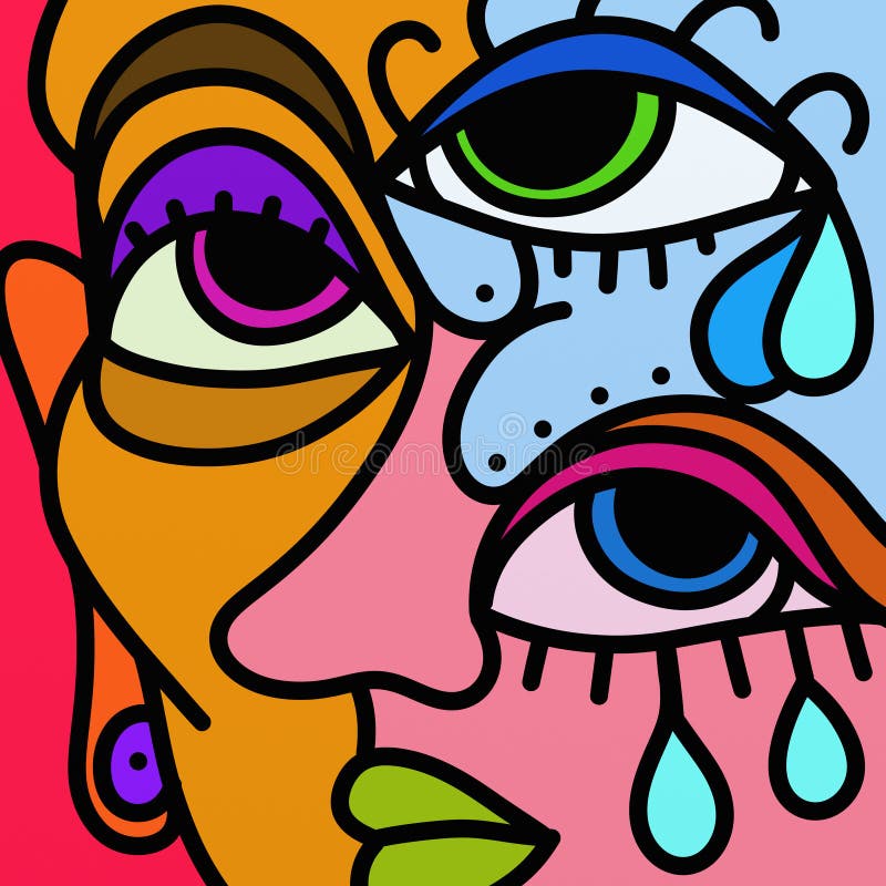 Two faces abstract stock illustration. Illustration of color - 30747757