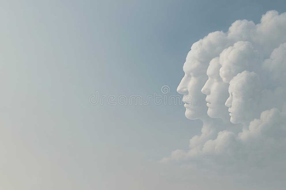 Faces Formed from Clouds in the Sky. Space for Text. Stock Illustration ...