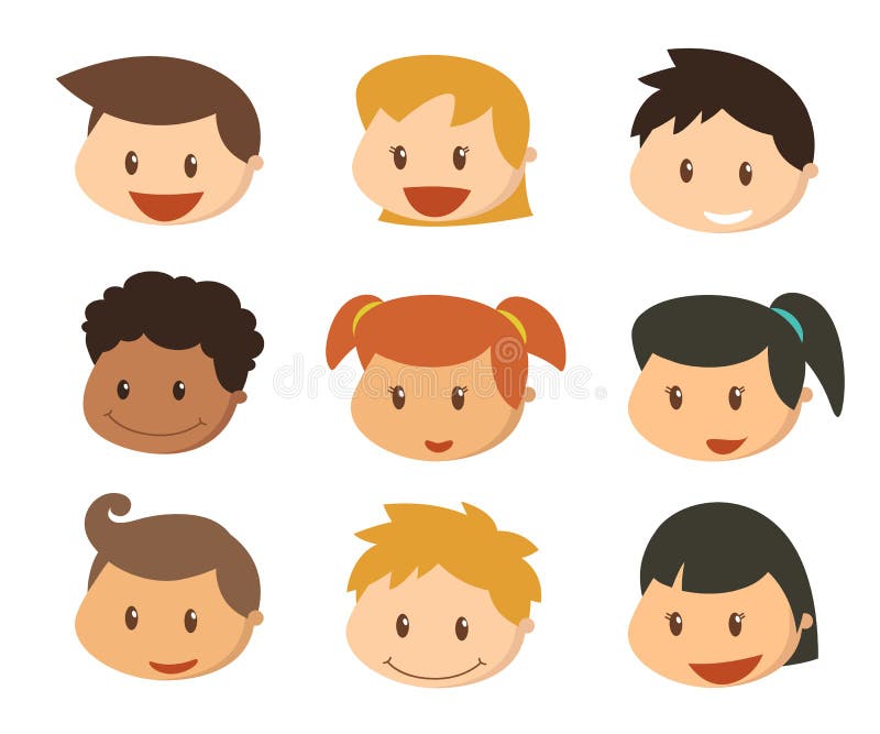 Faces of kids. Smile kids stock illustration. Illustration of face ...