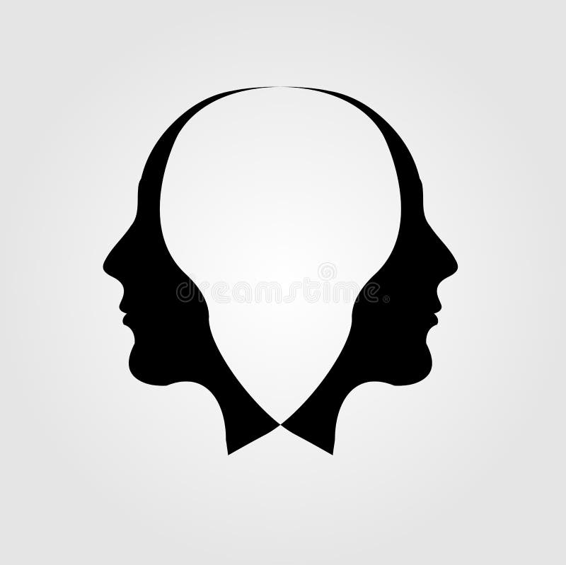 Faces of Man in Opposite Direction Stock Vector - Illustration of ...