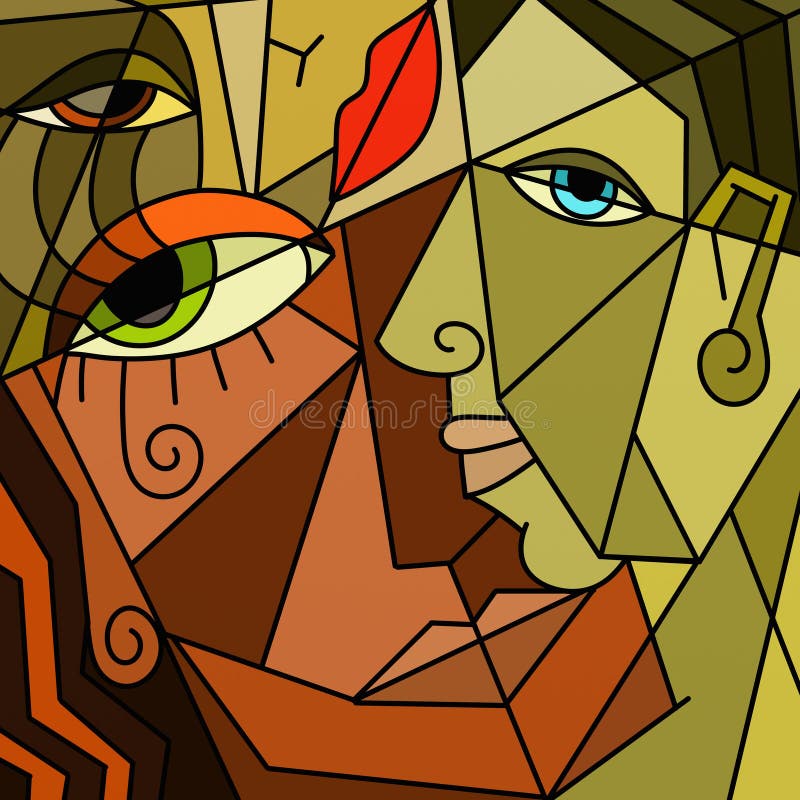 Two faces abstract stock illustration. Illustration of color - 30747757
