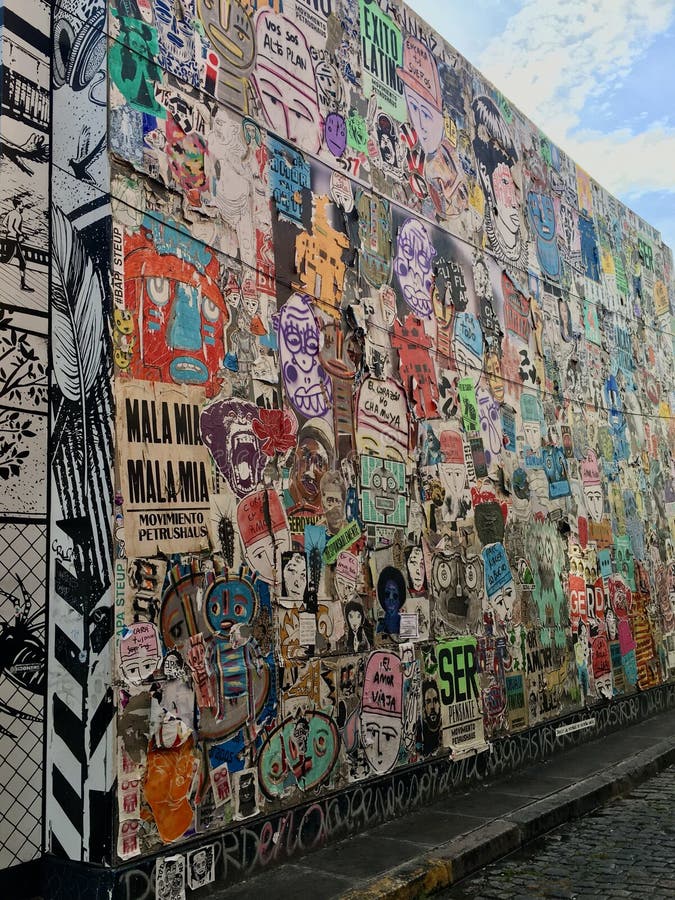 Faces and Pictures Street Art Mural Editorial Stock Image - Image of ...