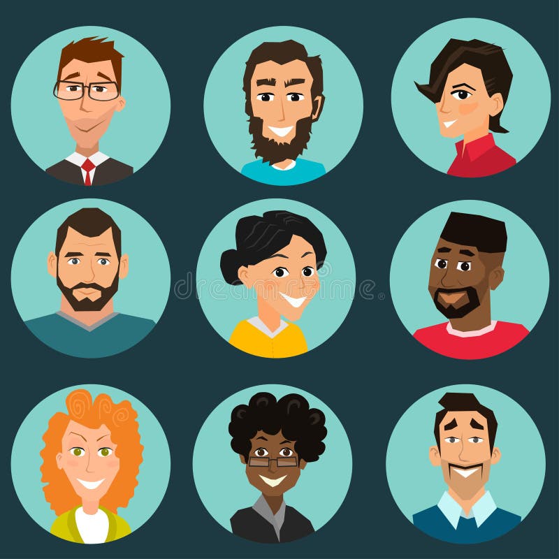 Faces Set, People Avatars Collection Stock Vector - Illustration of ...