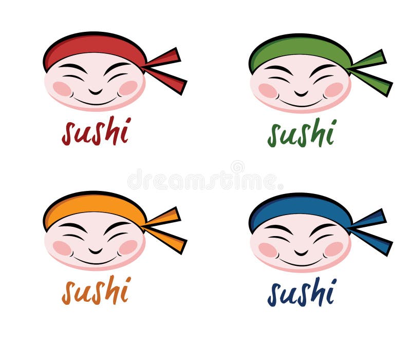 Faces sushi chef stock vector. Illustration of bandana - 60989781