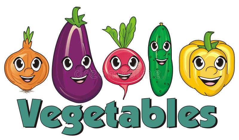 Faces of Vegetables with Word Stock Illustration - Illustration of ...