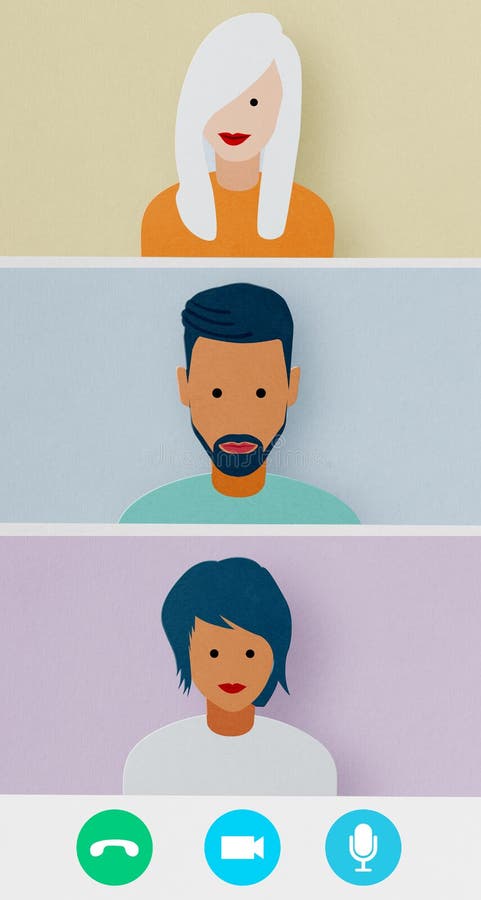 Faces video call screen stock illustration. Illustration of keyboard ...