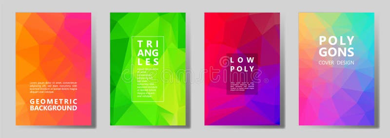 Facet Polygonal Abstract Cover Pages, Low Poly Set Stock Vector ...