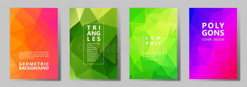 Facet Polygonal Abstract Cover Pages, Low Poly Set Stock Vector ...