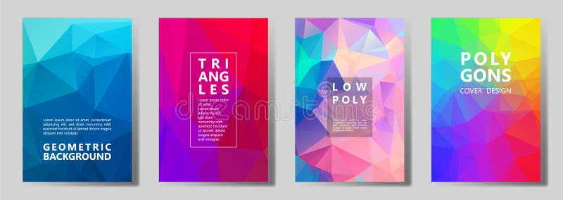 Facet Polygonal Abstract Cover Pages, Low Poly Set Stock Vector ...