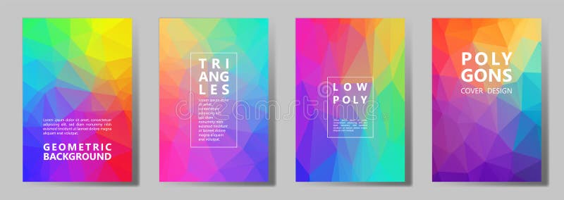 Facet Polygonal Abstract Cover Pages, Low Poly Set Stock Vector ...