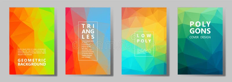 Facet Polygonal Abstract Cover Pages, Low Poly Set Stock Vector ...